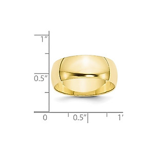 Diamond2Deal 10k Yellow Gold 8mm LTW Half Round Band Ring Size 9