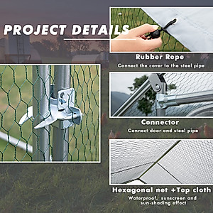 BOSSIN Bold Chicken Coop Run Large Metal Chicken Pen Outdoor, Poultry Cage Spire Shape, Heavy Duty Walkin for Yard with Waterproof and Anti-UV Cover, for Rabbits Habitat