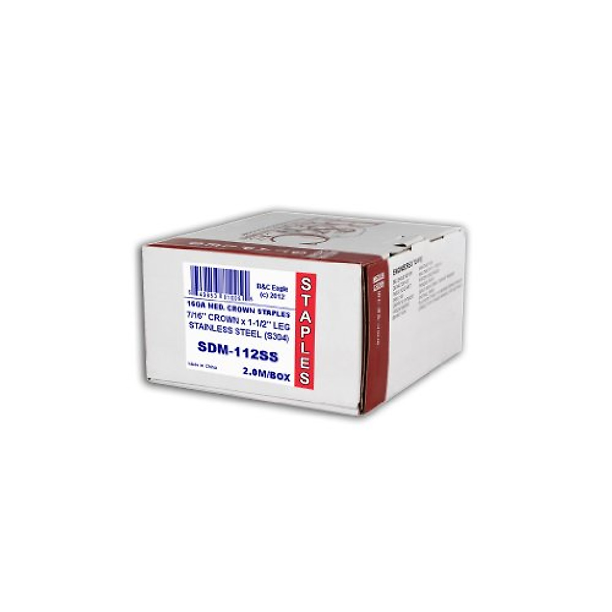 B&C Eagle SDM112SS-2M 1-1/2-Inch Length x 7/16-Inch Medium Crown x 16 Gauge S304 Stainless Steel Construction Staples (2,000 per box)