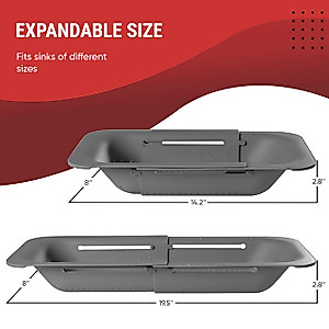 Collapsible Colander, Over the Sink Colander Strainer Basket 8x14-19 inch Size, Extendable Strainers and Colanders