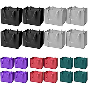 HECTOLIFE 20-Pack Reusable Grocery Bags，Large Washable Foldable Shopping Bags，Heavy Duty Tote Bags with Reinforced Handles(Multicolor)