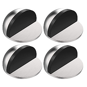 LTIYITL Stainless Steel Half Dome Floor Door Stop Self-Adhesive with Rubber Free Punching—Ground Door Stops for Bedroom Living Bath Shower Room Office Silver—Stainless Steel Floor Door Stopper（4PCS）
