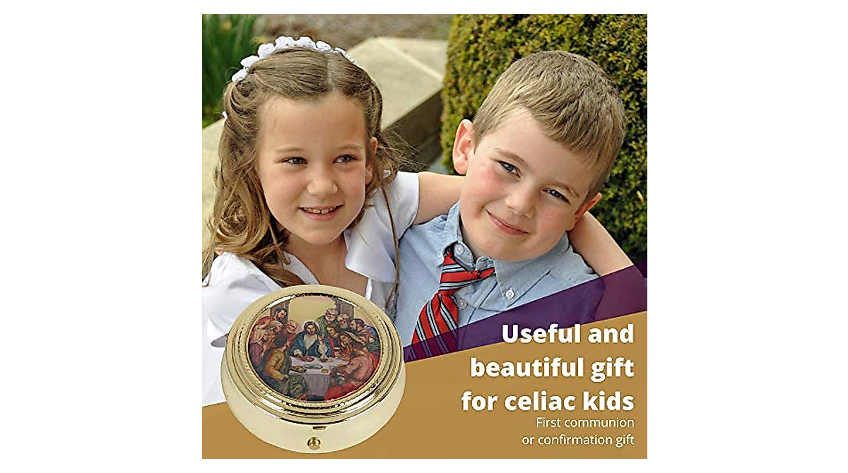 Gold Toned Catholic Communion Pyx - Portable Eucharist Holder