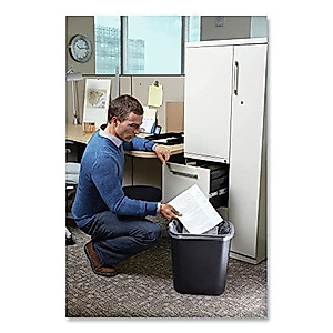Rubbermaid 295600Bk Deskside Plastic Wastebasket, Rectangular, 7 Gal, Black