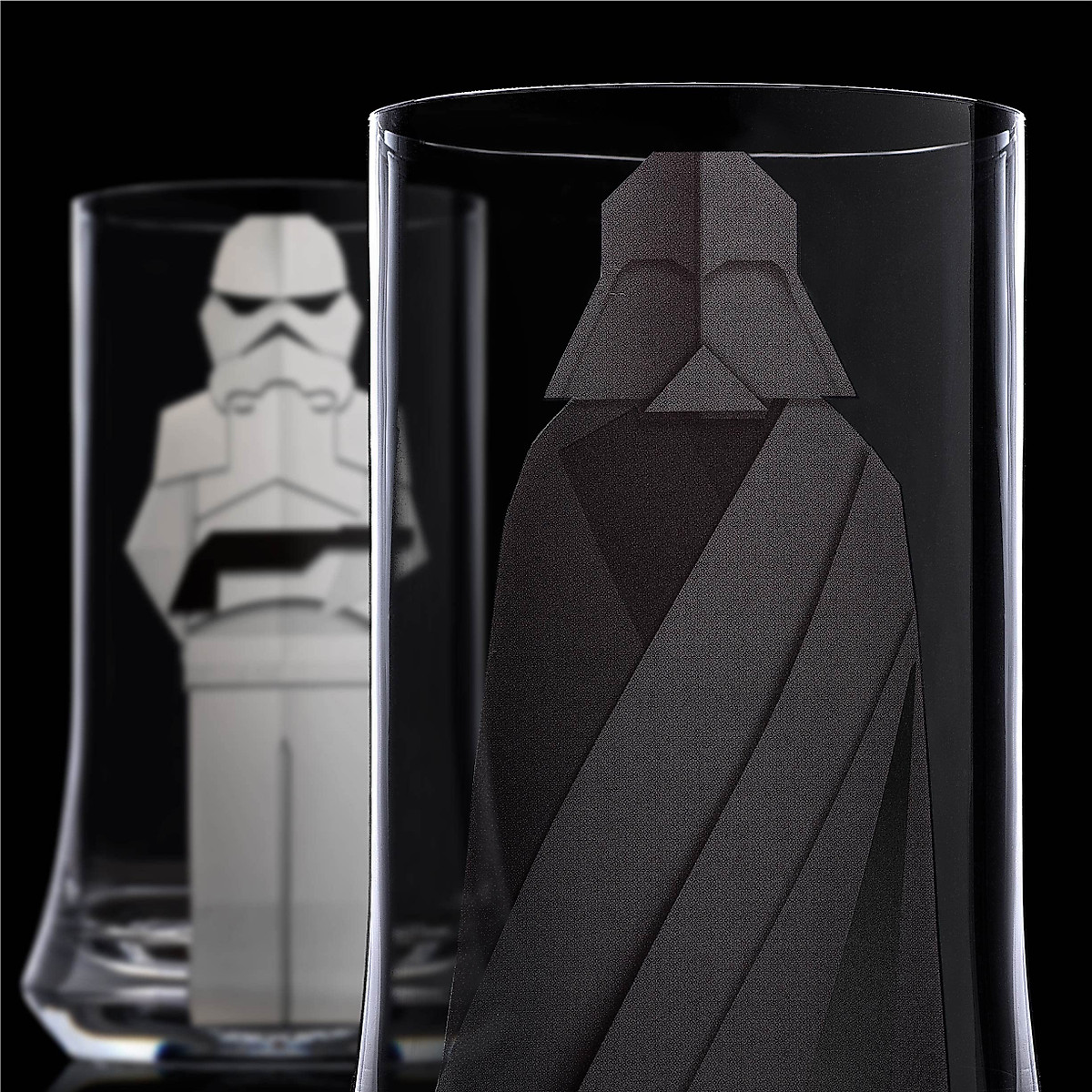 JoyJolt Star Wars Merchandise Beware The Darkside, Darth Vader™ Crystal Highball Glasses Set of 2 (18.5oz) Star Wars Glass Tumbler. Juice, Water Glasses, Mixed Drink Glasses, High Baller Glasses