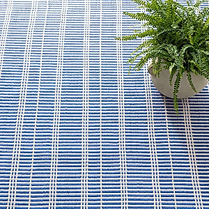 Dash and Albert Marlo French Blue Handwoven Indoor/Outdoor Rug, 8 X 10 Feet, Blue Stripe Pattern