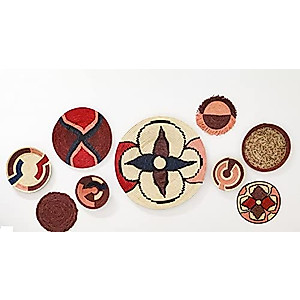 Hands Craft Fair Trade Uganda Basket Bukedo & Raffia Bowls Burnt Orange 12".5" Across