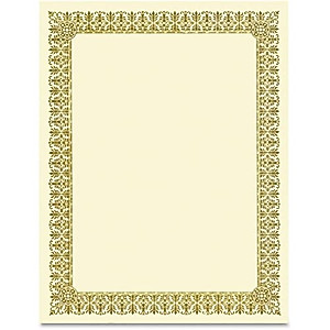 Southworth® Premium Foil Certificates, 8 1/2" x 11", 66 Lb, Ivory/Gold Foil Fleur, Pack Of 15