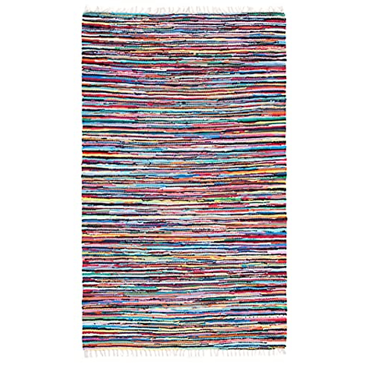 SAFAVIEH Rag Rug Collection Area Rug - 6' x 9', Multi, Handmade Boho Stripe Cotton, Ideal for High Traffic Areas in Living Room, Bedroom (RAR128G)