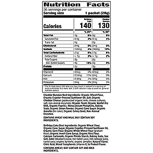 Annie's Organic Birthday Cake Bunny Grahams and Cheddar Bunnies Snack Pack 36 Count, 36 oz