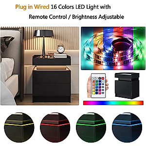 HOMMPA 06 WB-BL Nightstand, 1 Pcs, Black W/Side