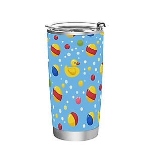 sanluoli Duckling in Bath Stainless Steel cups for men with Straw Lid coffee travel mug 20oz for gym modern insulated coffee tumbler 20 OZ