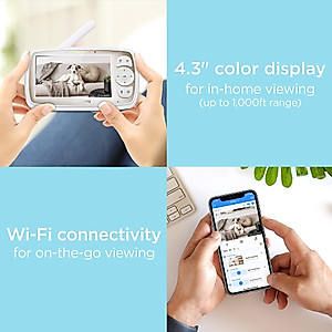 Motorola Connect20-2 Video Baby Monitor with Two Cameras – 4.3" Parent Unit and Wi-Fi Viewing for Baby, Elderly, Pet - 2-Way Audio, Night Vision, Temperature Sensor, Digital Zoom