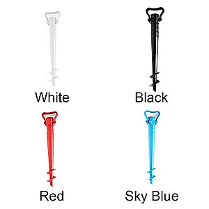 WDFS Beach Umbrella Spike Garden Patio Parasol Rain Gear with Handle Portable Outdoor Fishing Stand Fixed Ground Removable Windproof Manual(White)