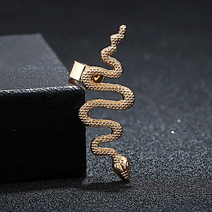 1 Pair/Set Gold Tone Punk Winding Snake Serpent Post Stud Ear Cilp Climber Ear Cuff Earring Jewelry (Gold)