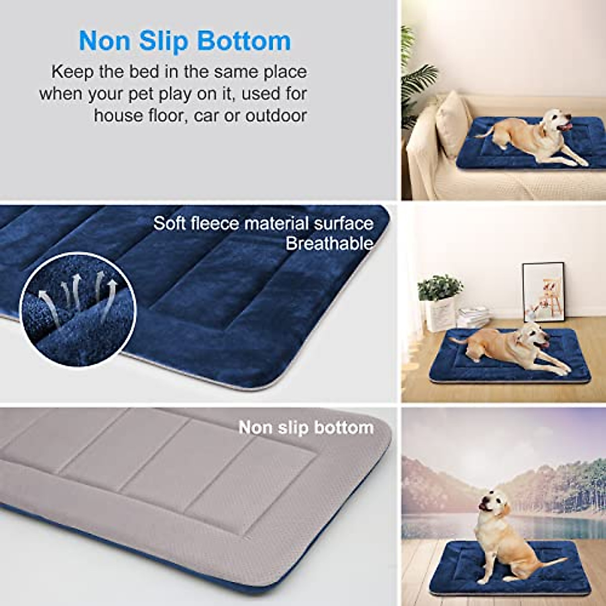 Hero Dog Extra Large Dog Bed Crate Pad Mat Soft Kennel Pads 48 in Non Slip Washable Dog Mattress Pet Beds Cushion for Pets Sleeping Mats