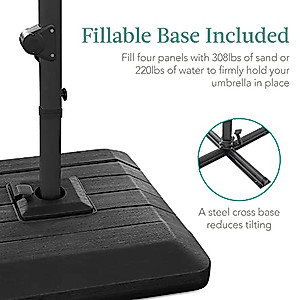 Best Choice Products 10x10ft 2-Tier Square Cantilever Patio Umbrella with Solar LED Lights, Offset Hanging Outdoor Sun Shade for Backyard w/Included Fillable Base, 360 Rotation - Tan