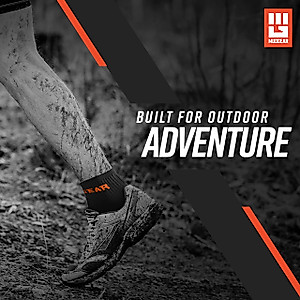 MudGear Quarter Length Socks - Trail Running Socks for Women and Men for Sport, Gym, Running, Yoga,Tennis, Cycling,Golf - 2 Pack Athletic Low Cut Anti-Slip Workout Socks (Black/Orange,Medium)