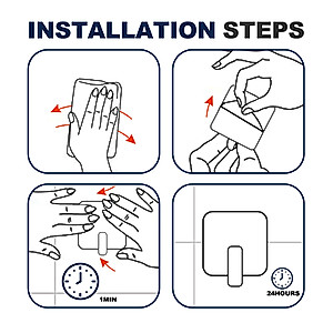 ZDFRBJGㅤㅤㅤㅤ Adhesive Wall Hooks Premium Stainless Steel Waterproof Bathroom Hook Shower Strong Metal Adhesive Hooks, Towel Hook Kitchen Utensils Office Home Matte Black (6 Pcs Set) 1