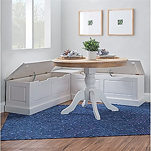Linon Troyin Backless Wood Corner Nook Set in White