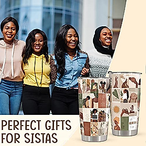 20oz Black Women Tumbler With Lid African American Gifts For Black Women - Self Care For Black Women Positive Affirmations For Black Women Black Girl Magic Stainless Steel Insulated Travel Coffee Cups