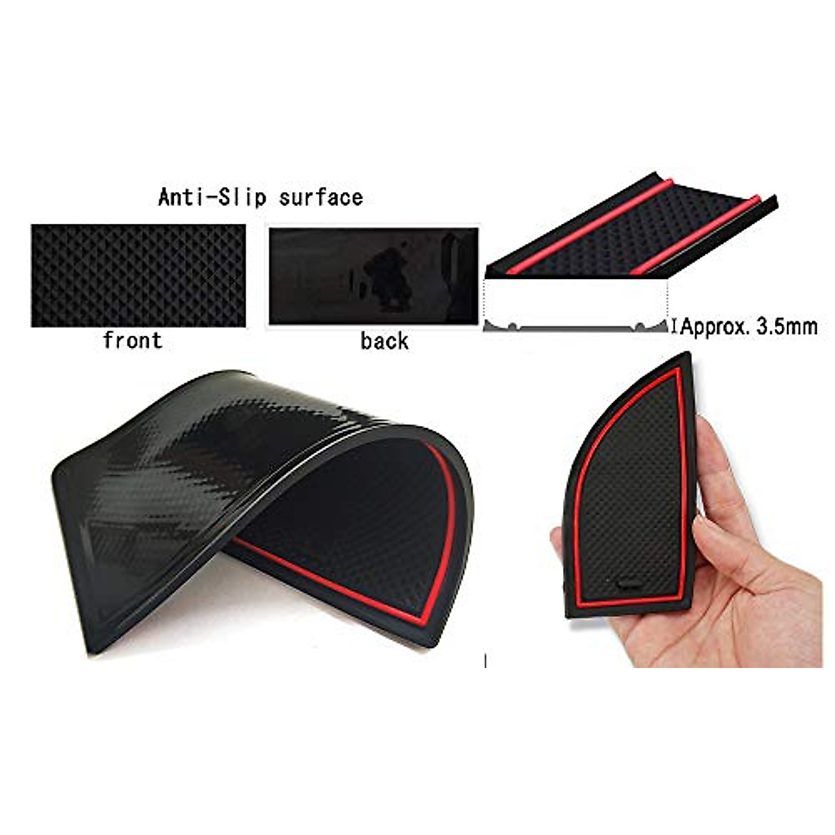 Auovo Anti Dust Mats for Toyota Camry Accessories 2018 2019 2020 2021 2022 2023 Custom Fit Door Pocket Liners Cup Holder Pads Console Mats(16pcs/Set) (red)