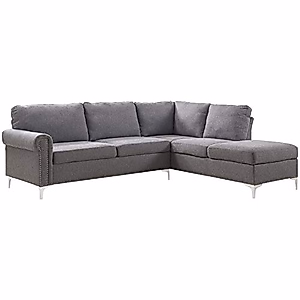 ACME FURNITURE Melvyn Sectional Sofa - - Gray Fabric