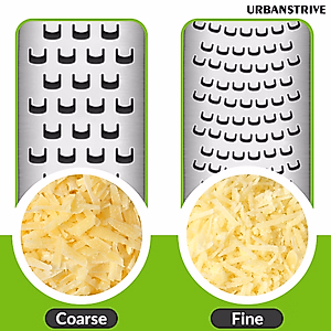 Urbanstrive Cheese Grater With Handle, Lemon Zester Graters for Kitchen Stainless Steel, Hand Grater for Ginger Garlic Nutmeg Chocolate Fruits Vegetables, Sharp, Non-Slip Handle & Foot, Black