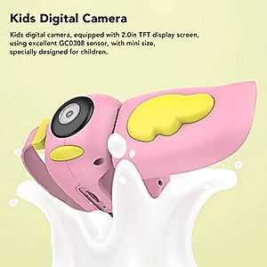 Jeanoko Mini Children Camera, Kids Digital Camera 5 Control Buttons Timed Photo Easy to Operate Multifunctional with 400Mah Battery for Child Education(Pink)
