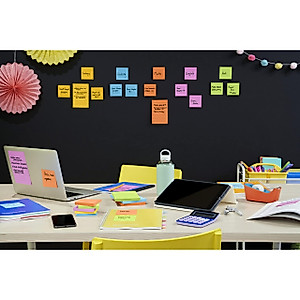 Post-it Super Sticky Notes, 4x4 in, 6 Pads, 2x the Sticking Power, Energy Boost, Bright Colors (Orange, Pink, Blue, Green), Recyclable(675-6SSAN)