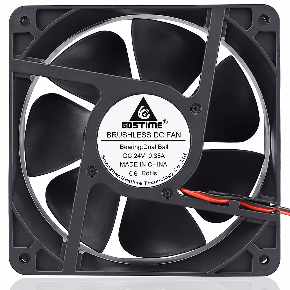 GDSTIME Dual Ball Bearings 1238 Cooling Fan, 120mm x 38mm 24V DC 125CFM Brushless Cooler Fan