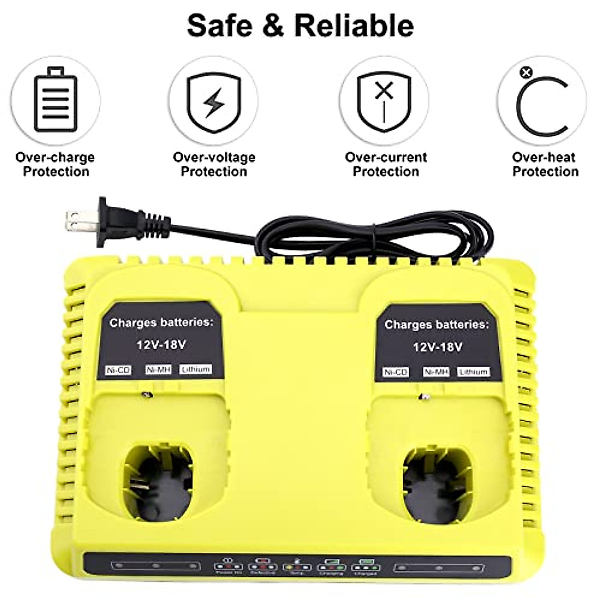 Biswaye P117S Dual Chemistry Fast Charger Compatible with Ryobi 12V-18V ONE+ Battery Lithium NiCad NiMh P102 P190 P189 P108 P105 P103 P107 PBP004 PBP005 PBP003 PBP002
