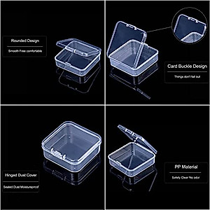 36 Pcs Mixed Sizes Mini Clear Plastic Containers for Bead Organizer and Storage, Craft Storage Boxes with Hinged Lids, Small Transparent Storage Containers for Jewelry Diamond Art Screws Small Parts