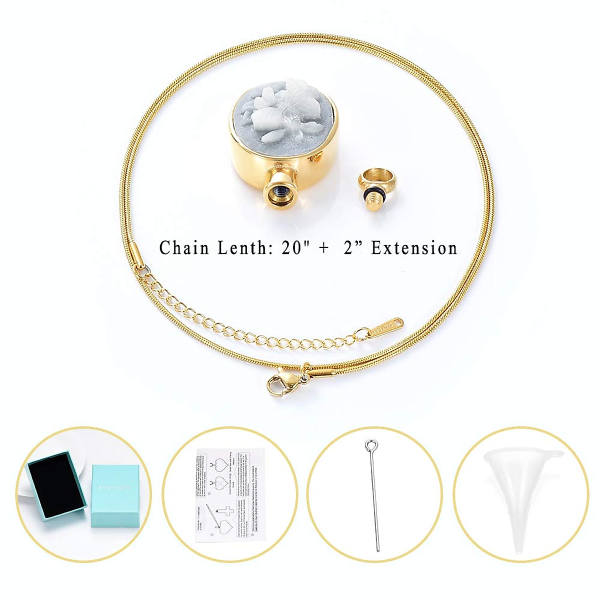 zeqingjw Cremation Jewelry Urn Necklace for Ashes Pendants Butterfly with Flower Memorial Funeral Keepsake Jewelry for Ashes (Gold)