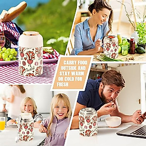 JUNZAN Cute with Turkey Pumpkin and Pie Kids Womens Insulated Food Jar with Spoon 17oz/500ml Kids Lunch Box Stainless Steel Vacuum Portable Soup Containers for Keep Food Warm