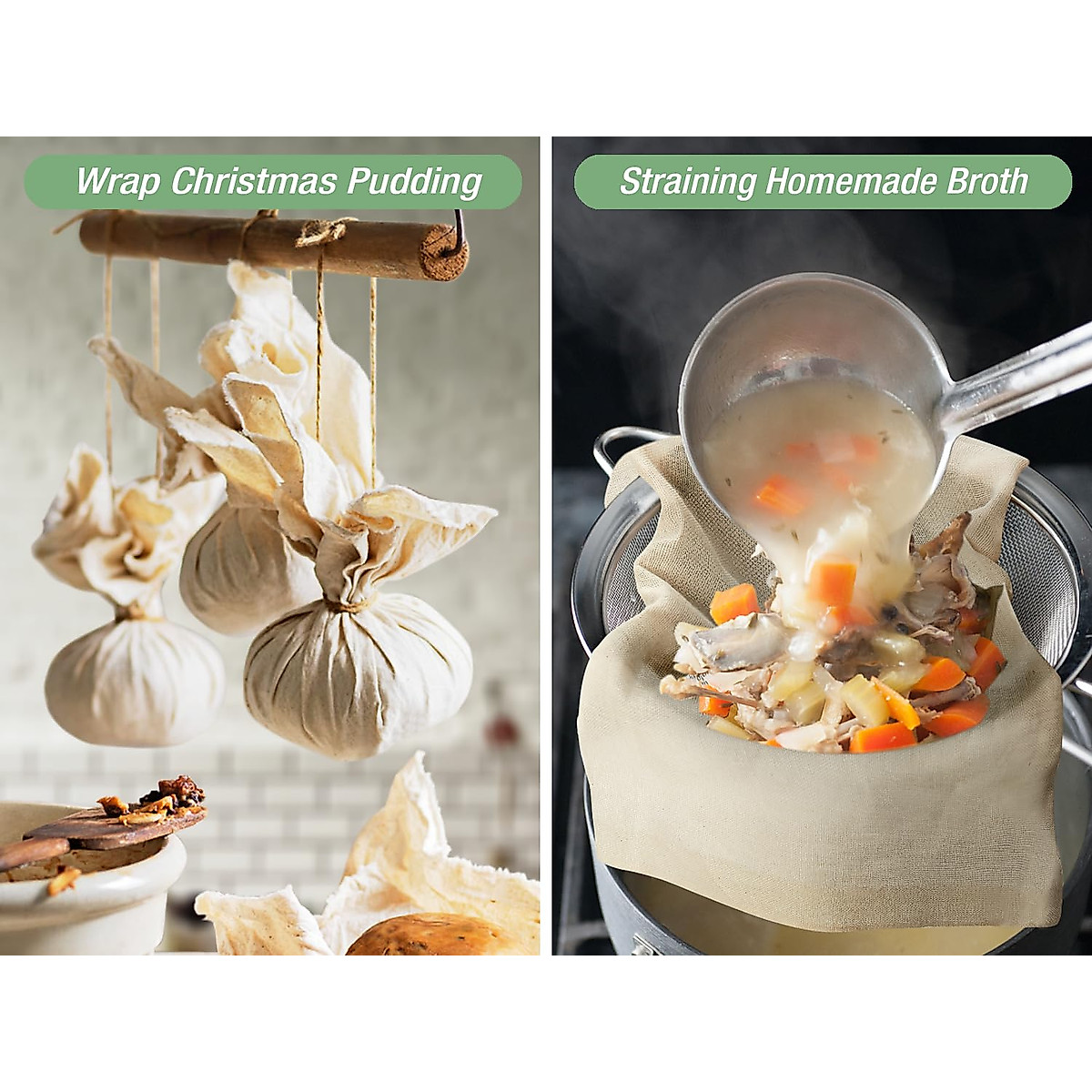 Olicity Cheese Cloths, Grade 90, 45 Sq Feet, Reusable Cheese Cloth with Closed Edges Unbleached Cotton Cheesecloth for Straining, Fine Mesh Fabric Muslin Cloth for Cooking, Baking, Milk,Crafts-5 Yards