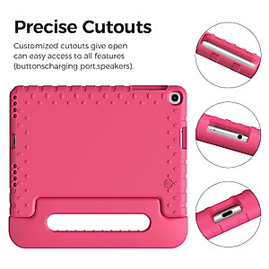 Thoreta Kids Case for Samsung Galaxy Tab A 10.1 (2019) Model SM-T510/T515, Light Weight Shockproof Kids-Friendly EVA Protective Cover with Convertible Stand Handle, Rosered