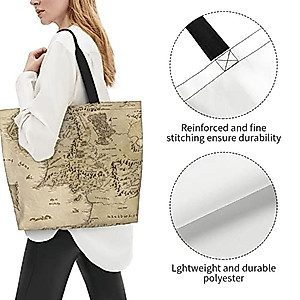 Middle Earth Map Tote Bag For Women,Womens Tote Bags,Waterproof Tote Purse for Teacher,Gym,Work,School with interior Pocket