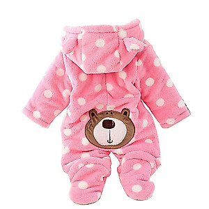 Gaorui Newborn Baby Jumpsuit Outfit Hoody Coat Winter Infant Rompers Toddler Clothing Bodysuit Pink