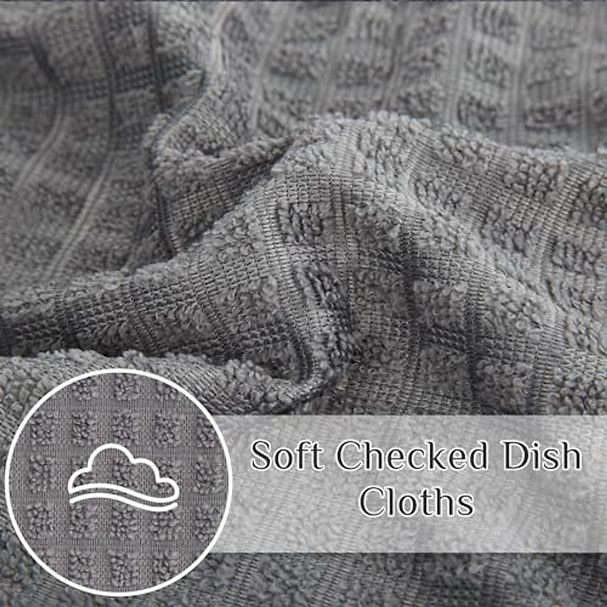 Airensky Kitchen Essentials Dish Towels 6 Piece Value Pack - Reusable Cleaning Cloths, Soft, Ultra-Absorbent, Nonstick Oil & Quick Drying - 12x12 Inches (3 Dark Gray, 3 Light Gray)