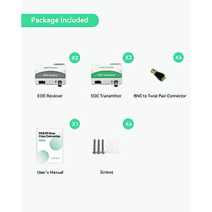 LINOVISION POE Over Coax EOC Converter IP Over Coax Max 3000ft Power and Data Transmission Over Regular RG59 Coaxial Cable for Upgrading Analog Surveillance System to IP Surveillance System (2 Pack)