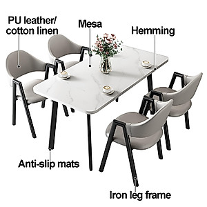 皮Conference Table Office Table Set With 4 Chairs,Square Reception Table And Chairs Set,Combination Negotiation Table Sales Shops Meetings,Leather Material,Kitchen Lounge Living Room Dining ( Color : P