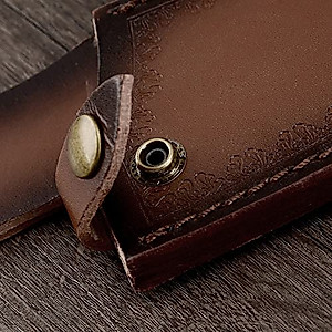 MiOYOOW Leather Knife Sheath, 8" Knife Head Sheath Kitchen Knife Protective Scabbard with Belt Loop for Camping BBQ Hunting