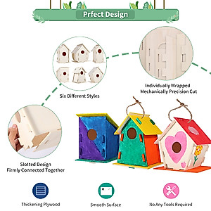 ILHSTY 18 Pack Large Paintable DIY Wooden Bird Houses Kits for Kids, Kids Crafts Wood Houses for Crafts Class Parties Birthday, DIY Crafts and Art Birdhouse Kits for Children to Build and Design（18）