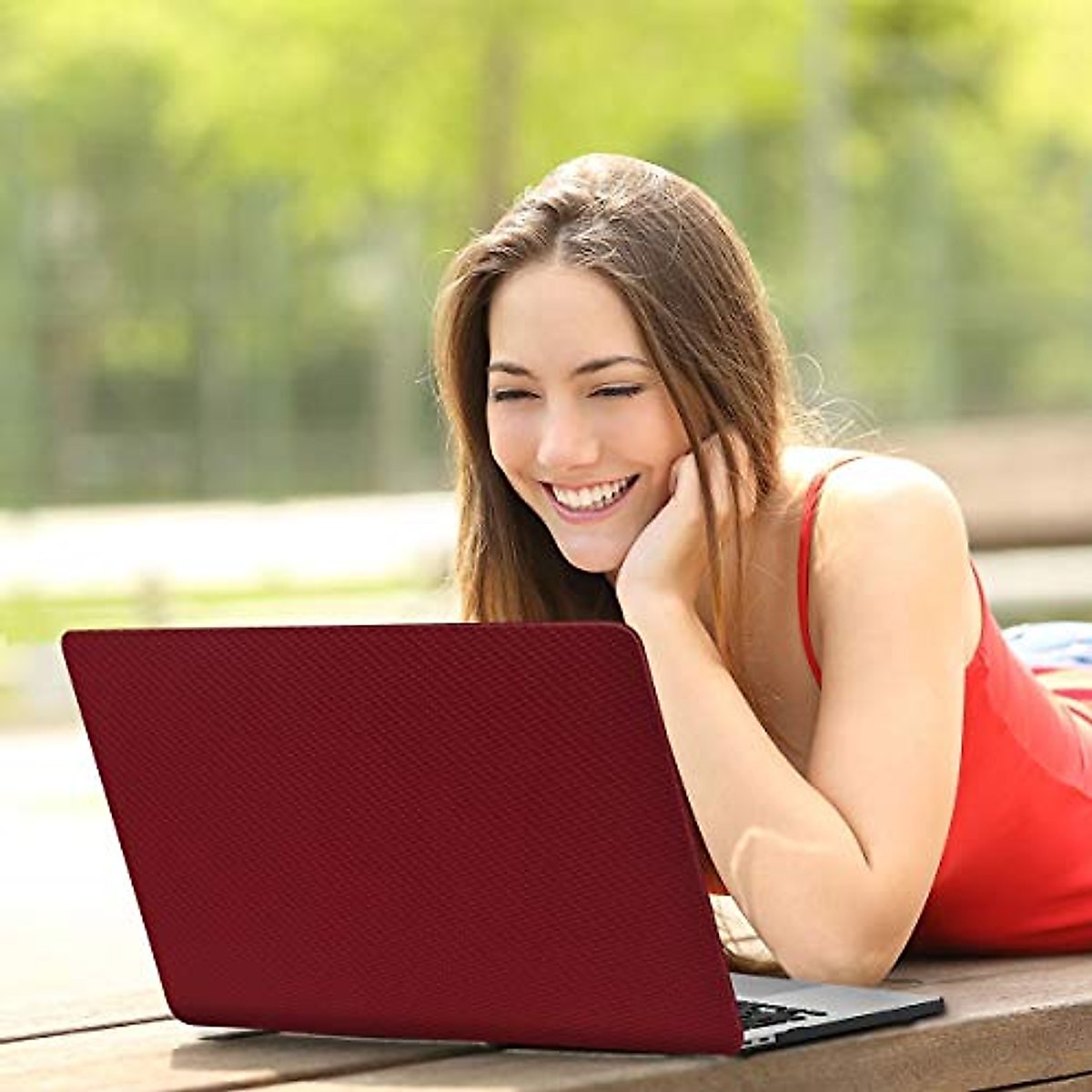 KKP Newest MacBook Pro 13 inch Case 2020 Release A2289 A2251 with Retina Display, Fabric-Like Leather Hard Shell Case Only Compatible with MacBook Pro 13 with Touch Bar Touch ID, Wine Red