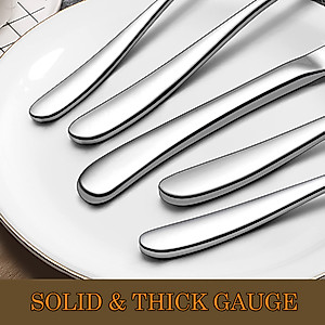 66-Piece Heavy Duty Silverware Set for 12, LIANYU Thick Flatware Set with Serving Utensils, Stainless Steel Cutlery Tableware Include Fork Knife Spoon, Mirror Finished, Dishwasher Safe