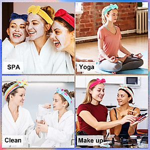 74 Pieces Spa Headband Coral Fleece Women Bow Makeup Headband Cosmetic Skincare Hair Band for Washing Face Soft Facial Hair Wrap Head Band Terry Cloth Headbands for Girls Shower Party, 32 Styles