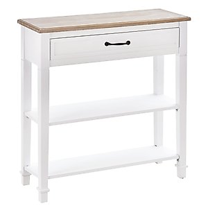 HOMCOM Modern Style Sofa Console Entry Hallway Table with Drawer and Shelves, Sturdy Build, and Large Storage, White
