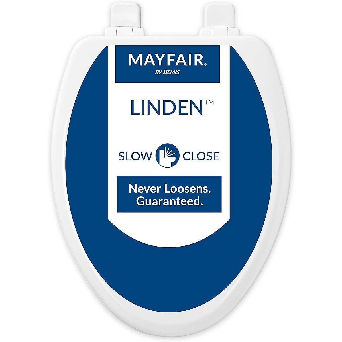 MAYFAIR 1843SLOW 000 Lannon Toilet Seat will Slow Close and Never Loosen, ELONGATED, Durable Enameled Wood, White