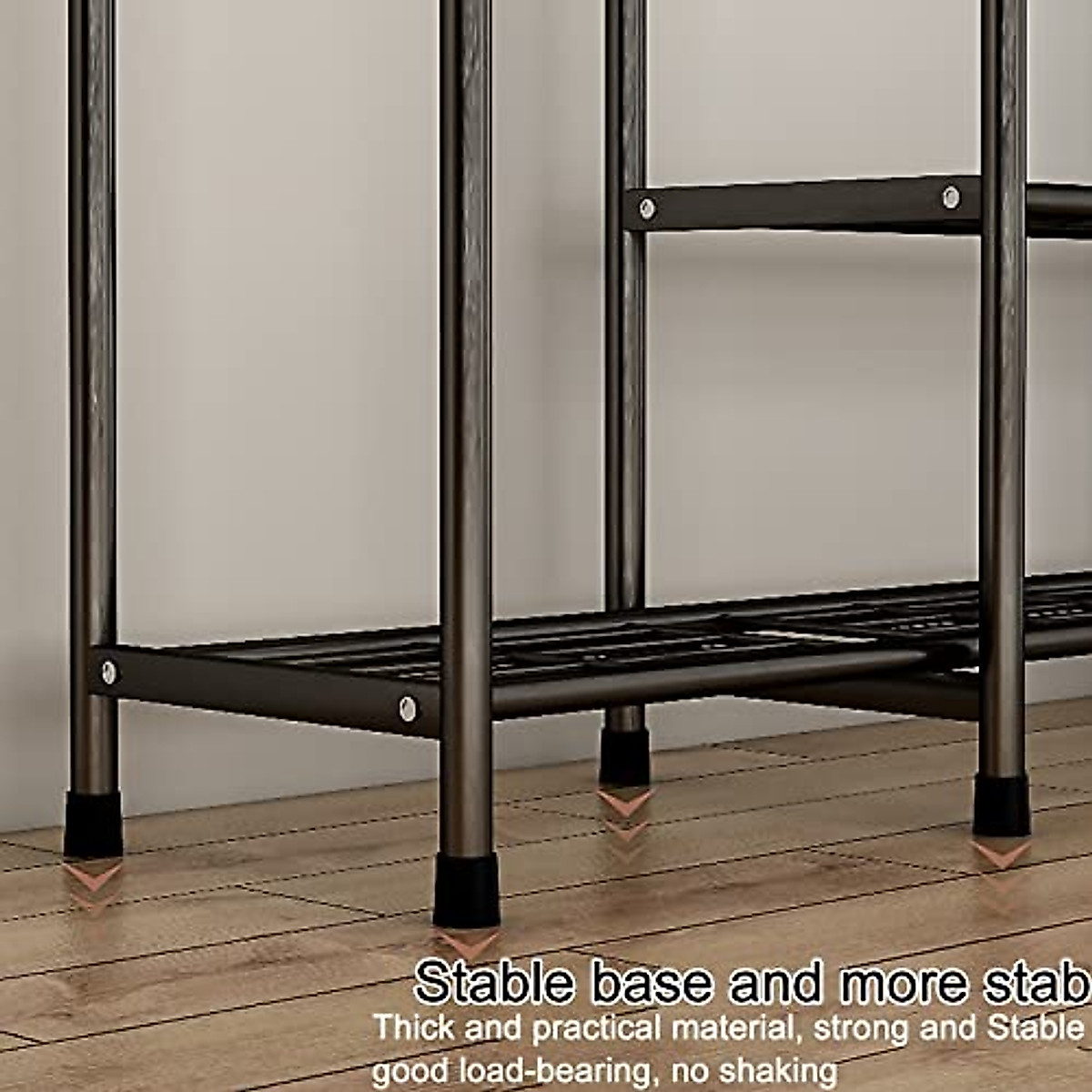 ZBYL Metal Clothing Wardrobe Garment Rack, Freestanding Clothes Rail Closet Rack Double Rod Laundry Hanging Rack, Portable Organizer with Bottom Rack, 105×150cm (Color : White)